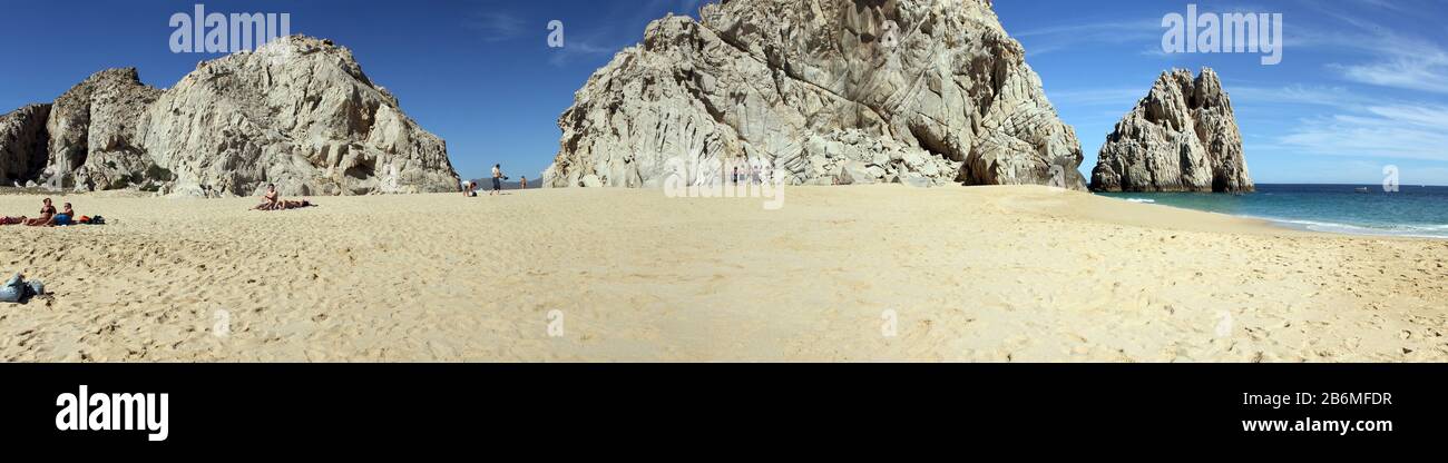 View of beach with rocks, Cabo San Lucas, Mexico Stock Photo - Alamy