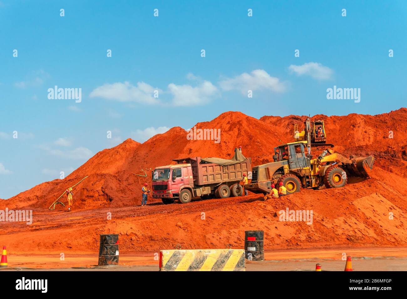 Road construction site with diggers and trucks, Maputo, Mozambique ...