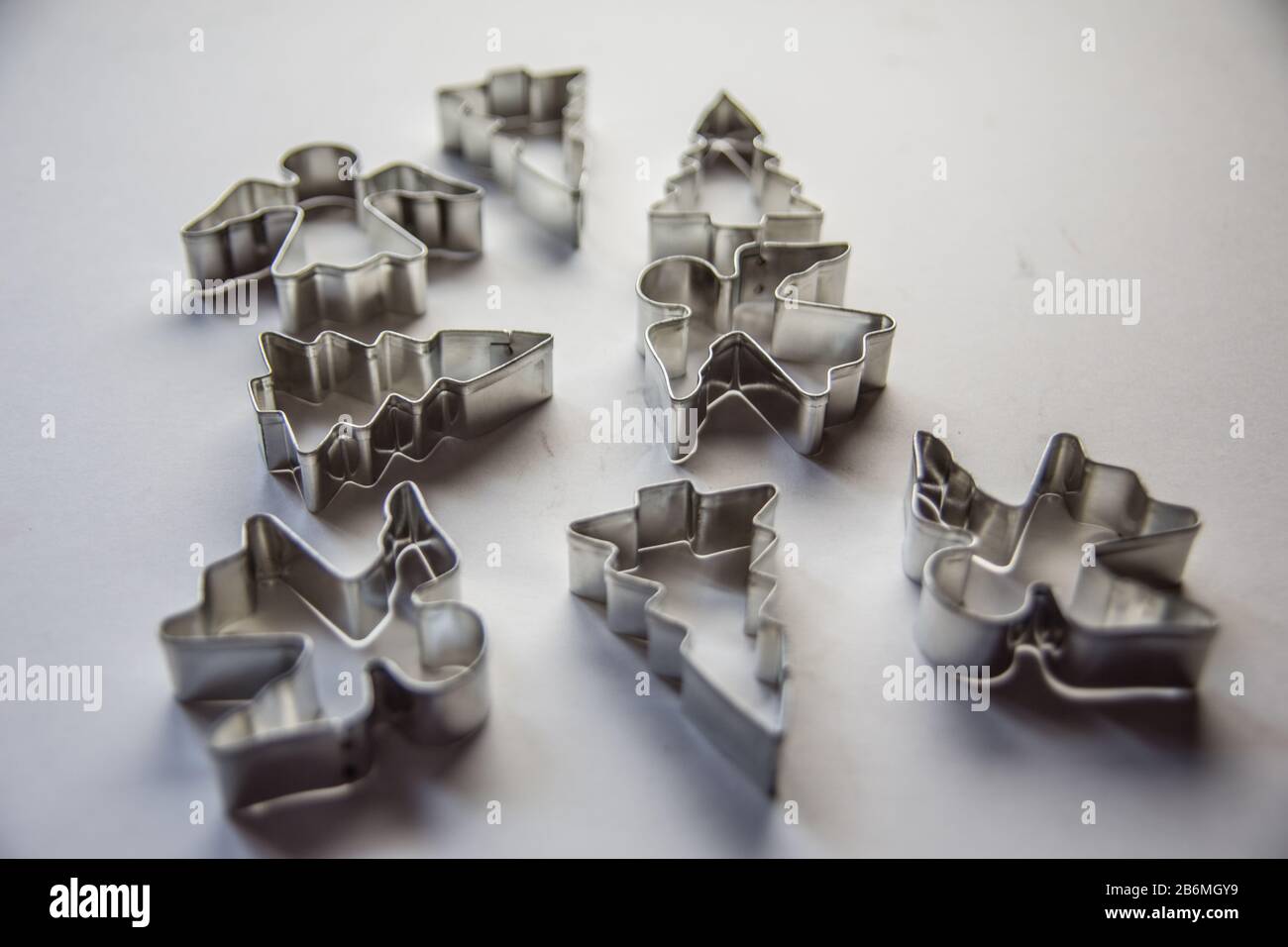 silver metallic christmas cookie shapes Stock Photo - Alamy