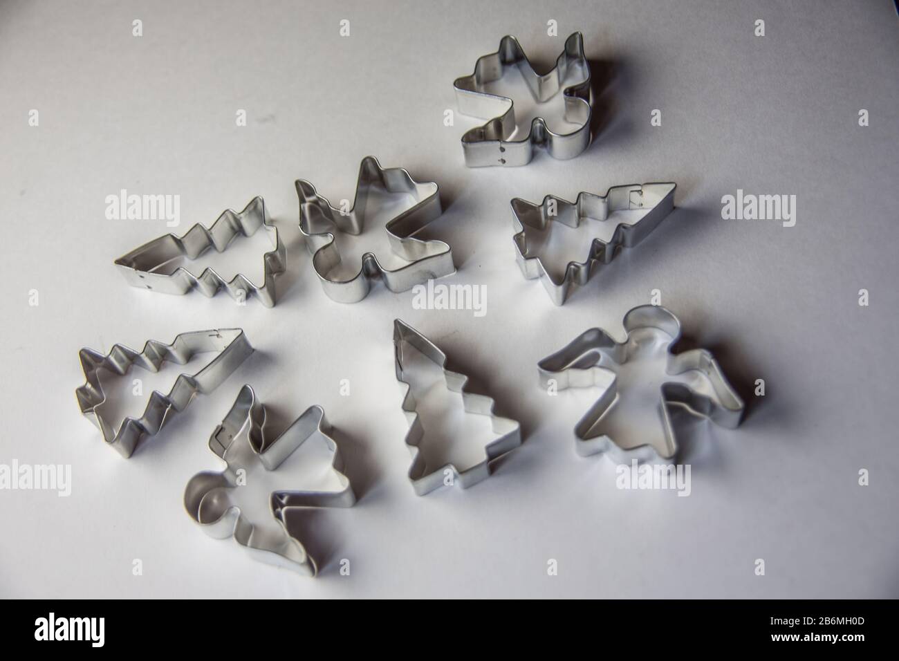 silver metallic christmas cookie shapes Stock Photo - Alamy
