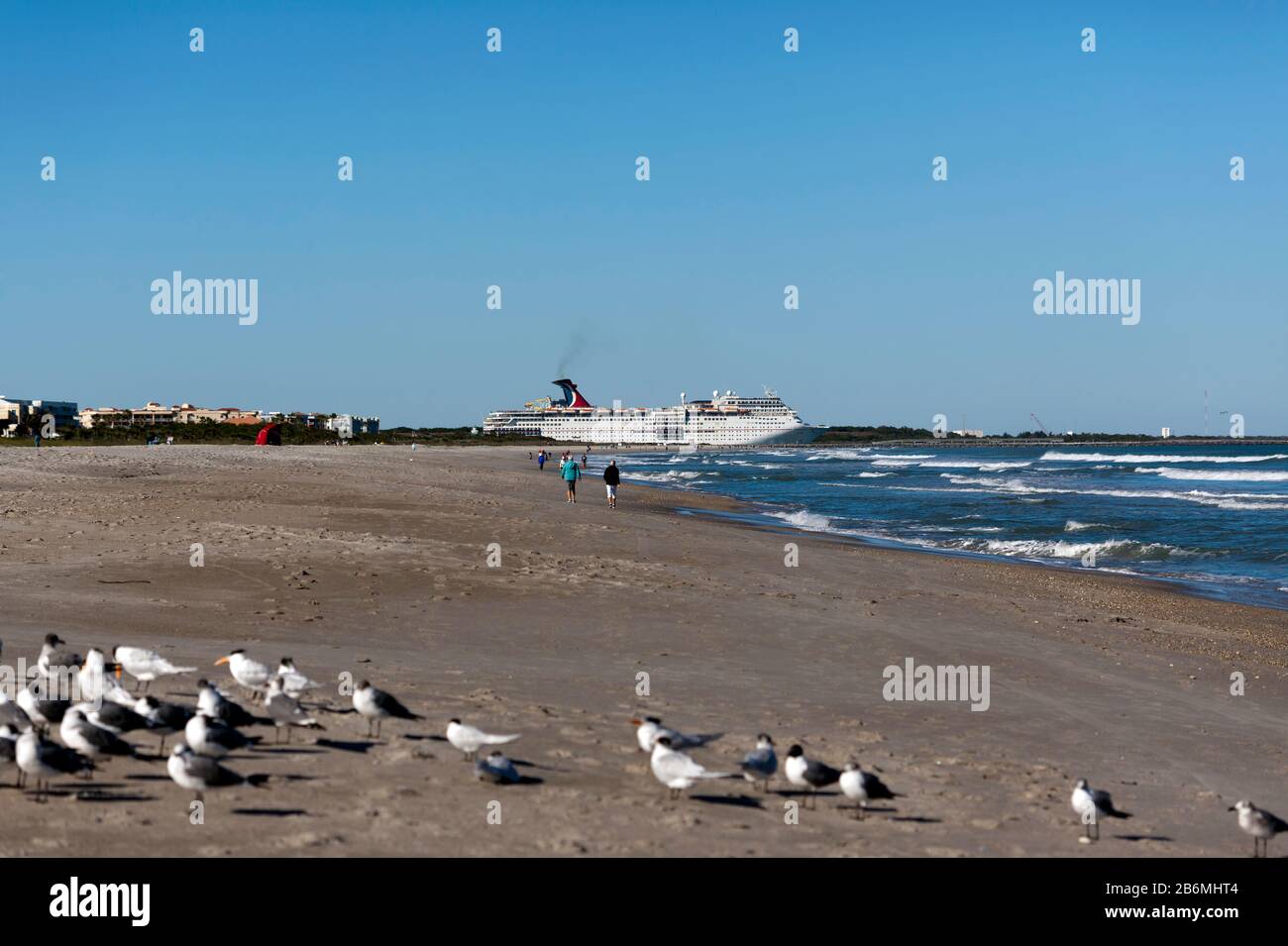 A Cruise Ship leaving Port Canaveral and sailing out into the Atlantic ...