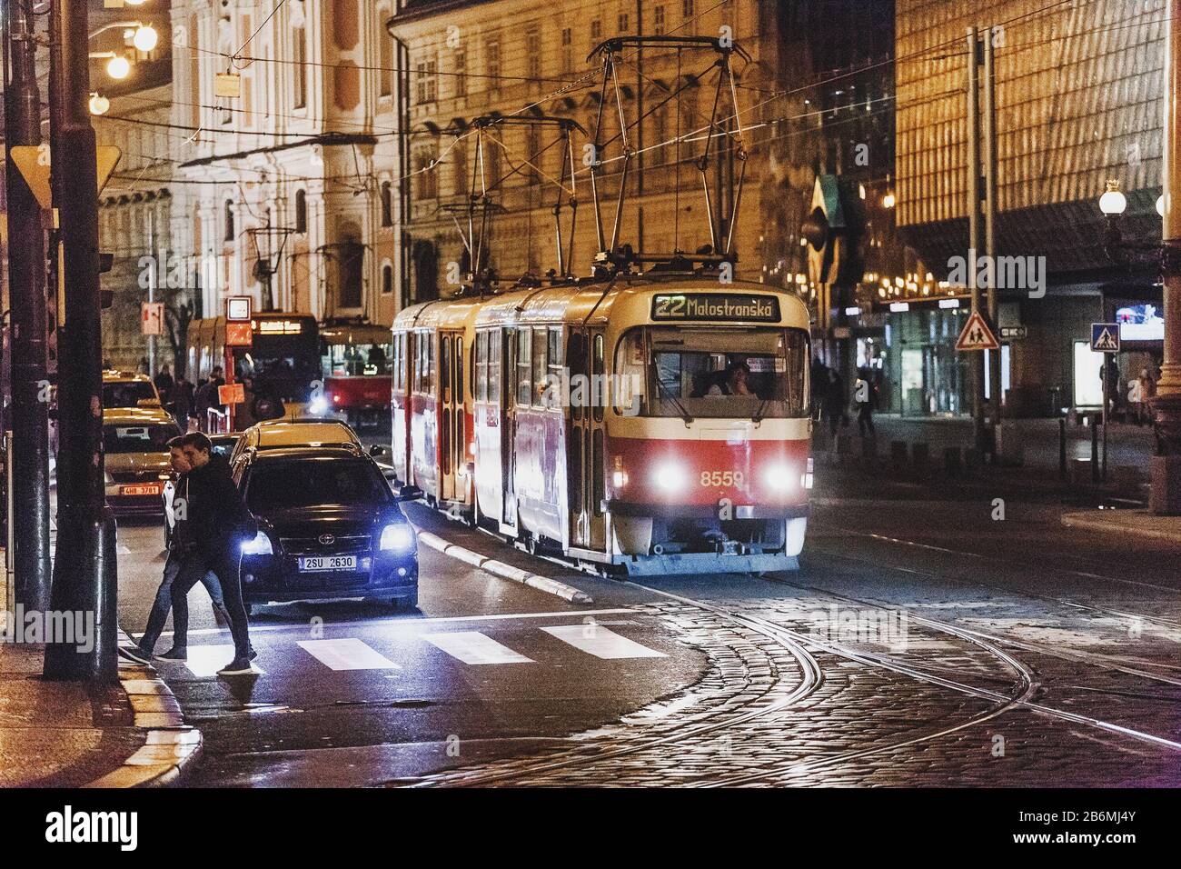 Prague city night traffic speed hi-res stock photography and images - Alamy