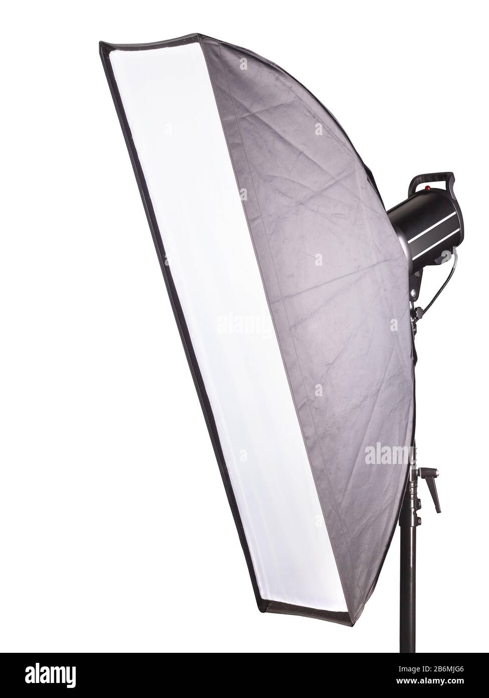 Photography studio flash with softbox isolated on white background with ...