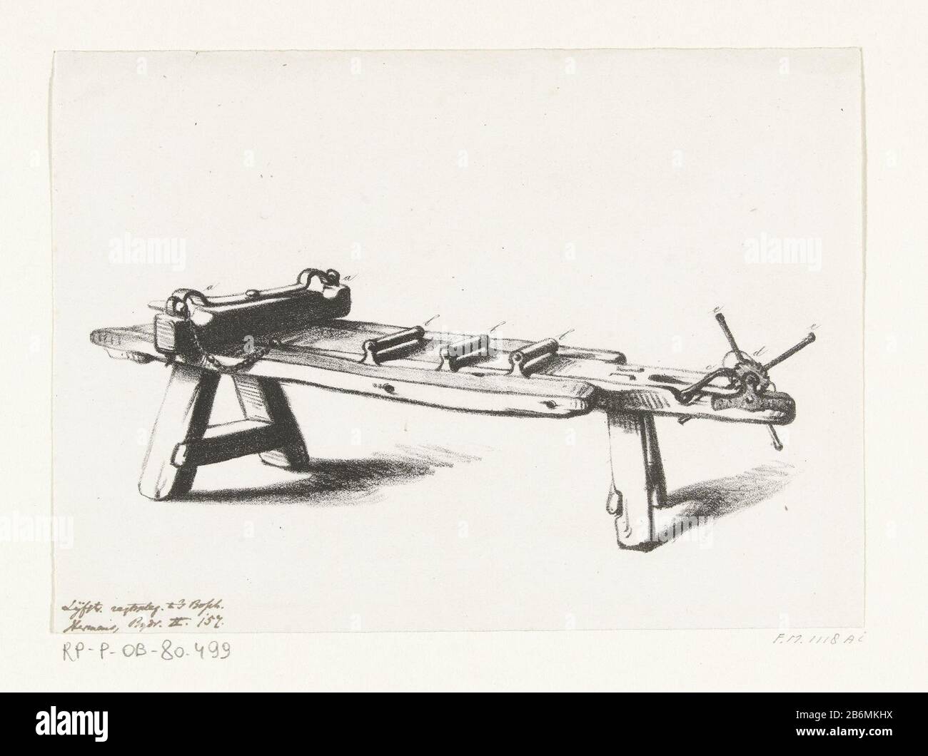 Folterwerktuigen, ca 1600 torture. A rack. Torture implements used in ...