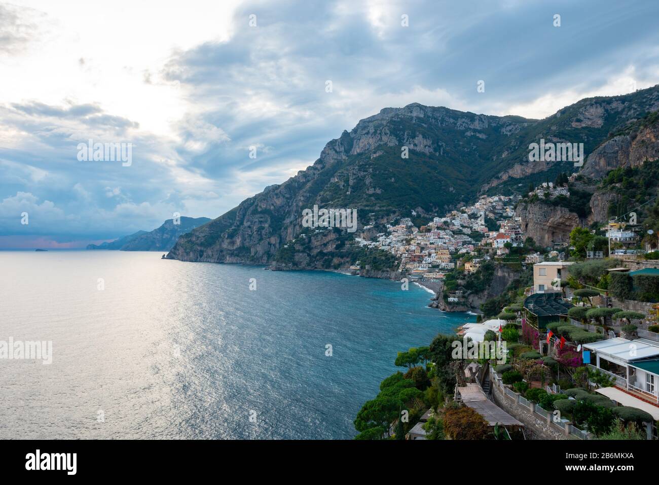 Beautiful Landscape with Positano town at famous amalfi coast, Italy ...