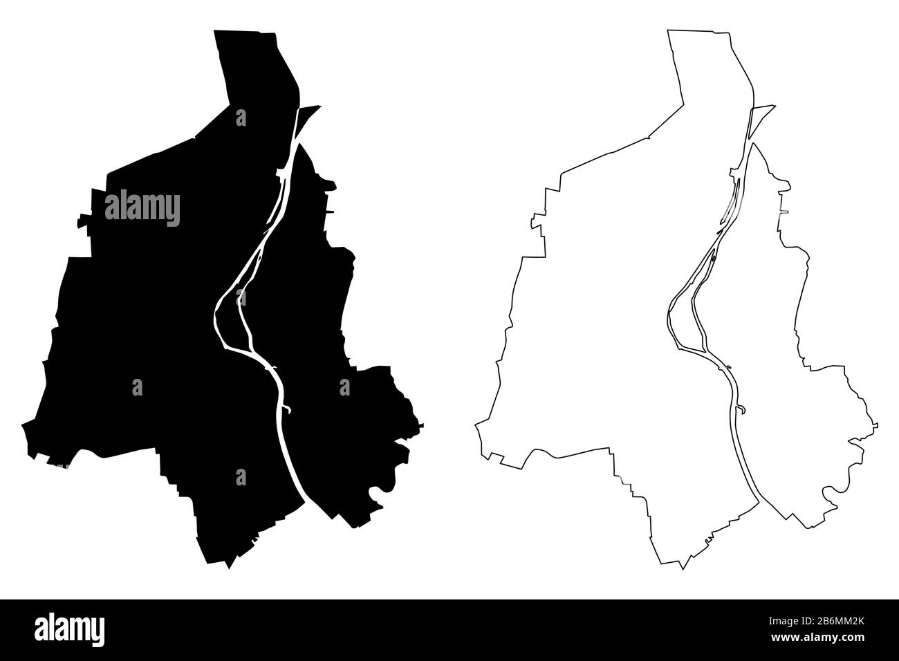 Magdeburg City (Federal Republic of Germany, Saxony-Anhalt) map vector ...