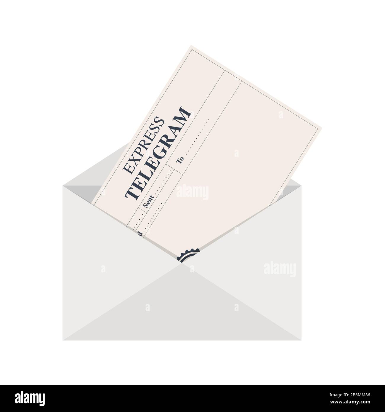 Cartoon express telegram in the white envelope . Vector illustration ...