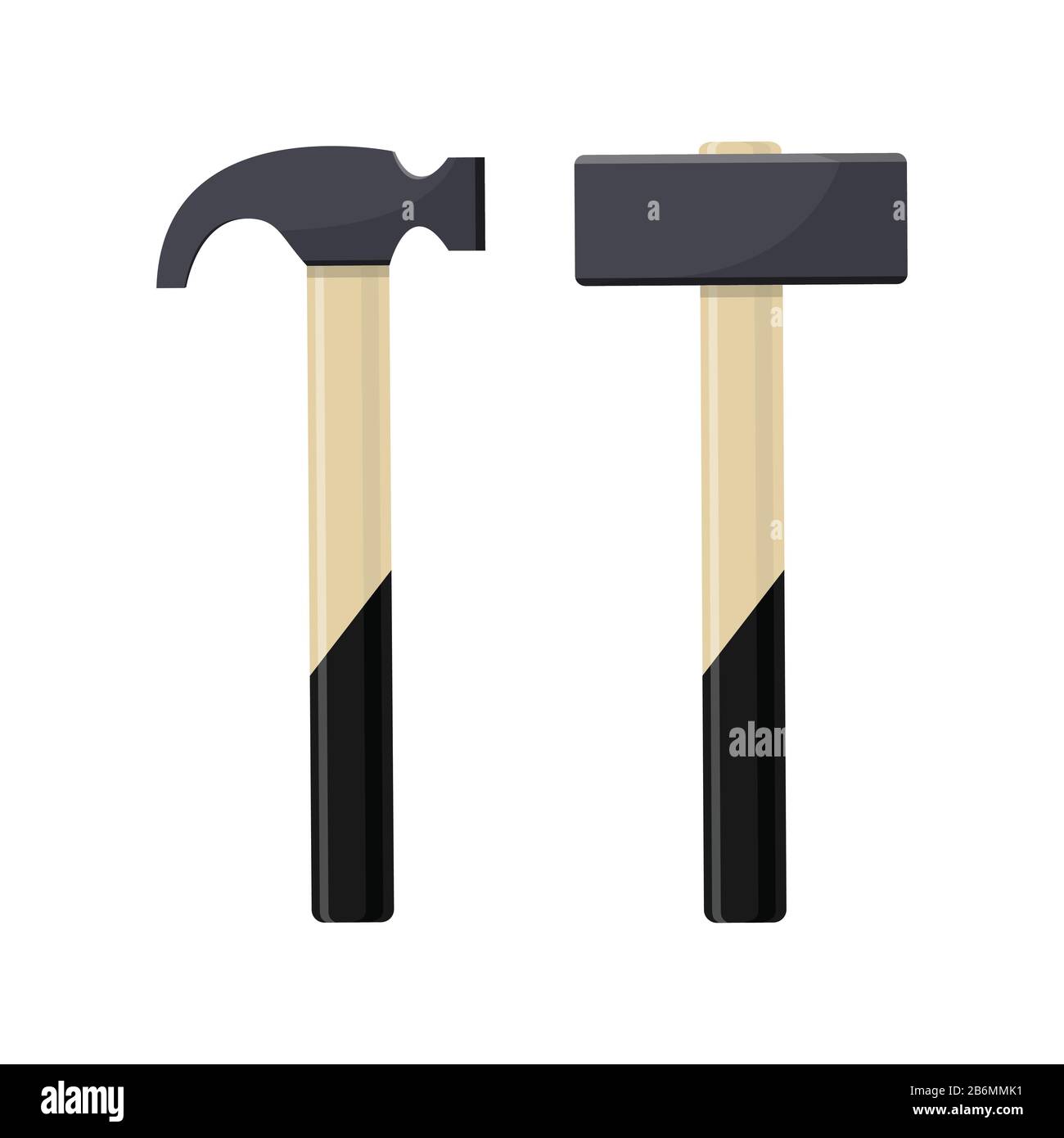 Cartoon pair of black hammers . Vector illustration Stock Vector Image ...