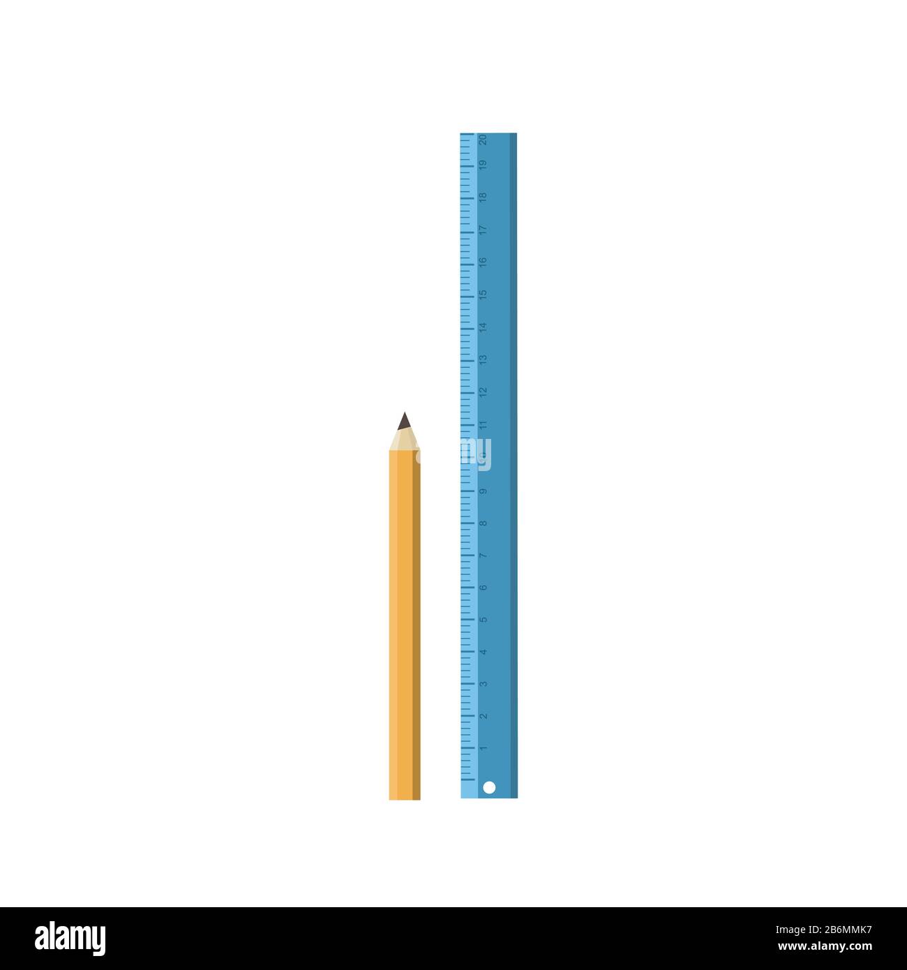 cartoon black pencil and blue ruler . Vector illustration Stock Vector ...