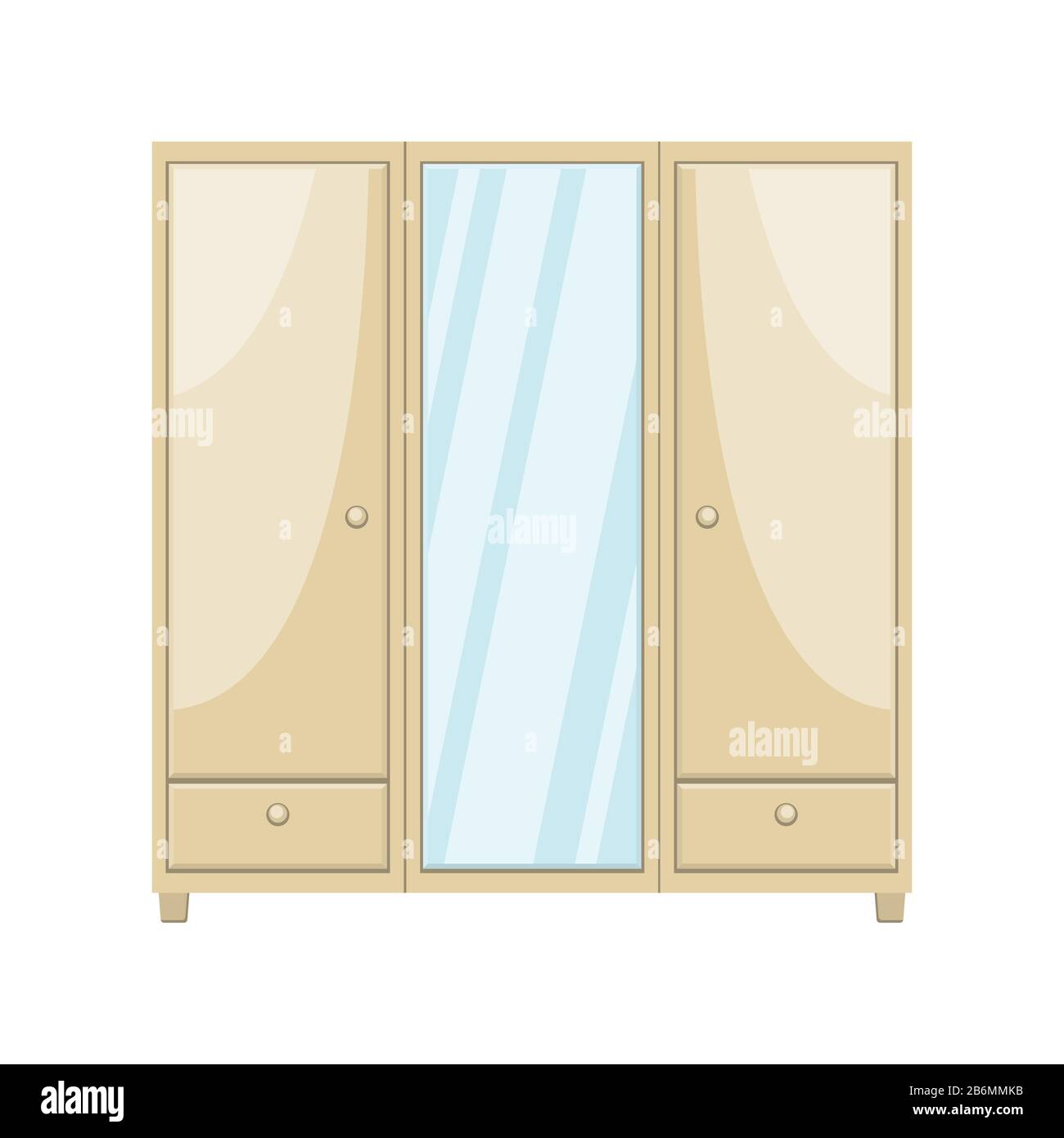 Cartoon bedroom wardrobe with mirror . Vector illustration Stock Vector ...