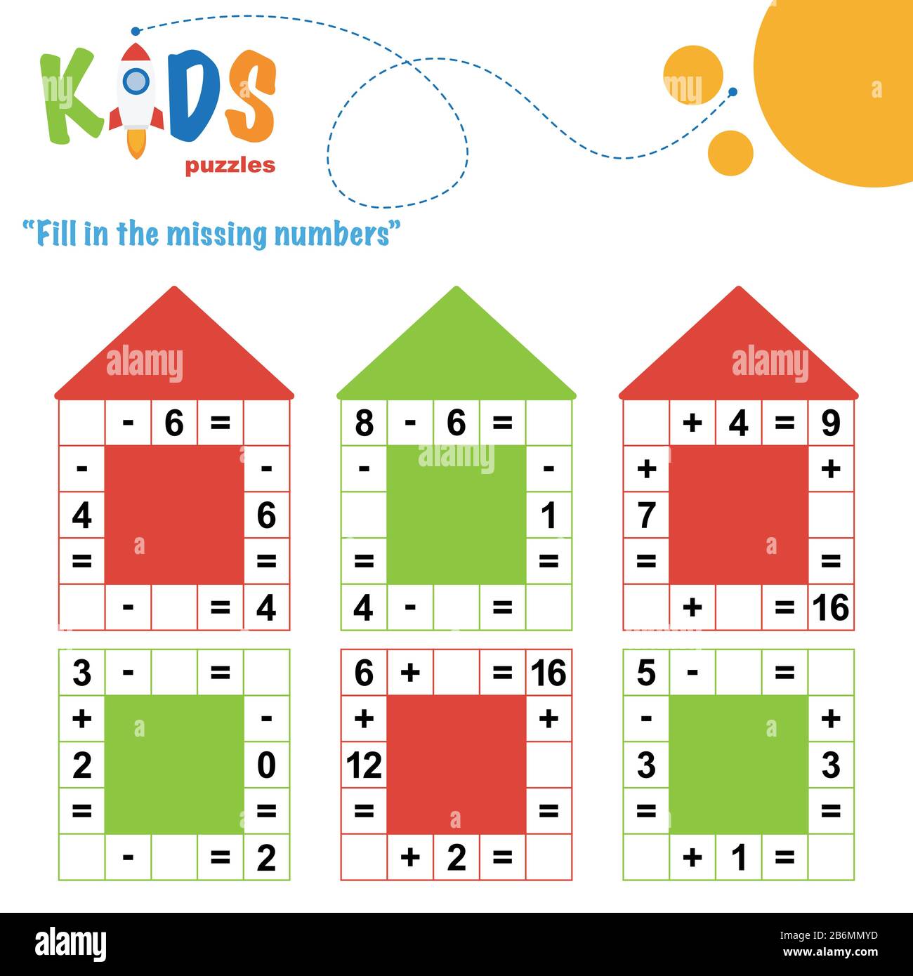 Fill in the missing numbers. Easy colorful math crossword puzzles for ...