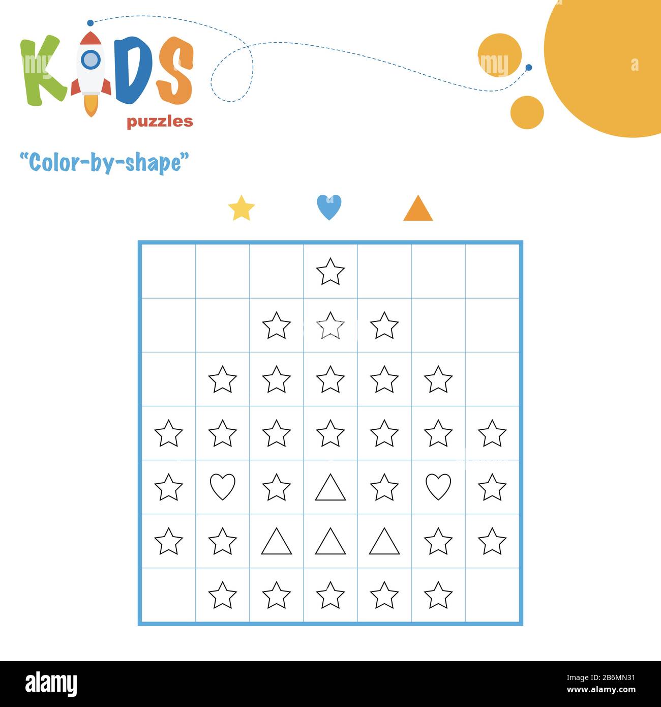 Color-by-shape. Mathematical pixel puzzle. Easy colorful worksheet with ...