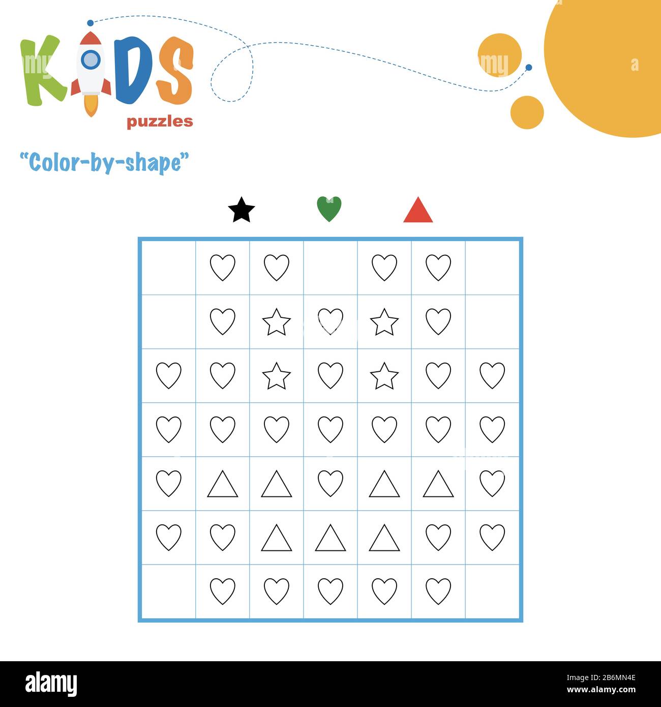 Color-by-shape. Mathematical pixel puzzle. Easy colorful worksheet with ...