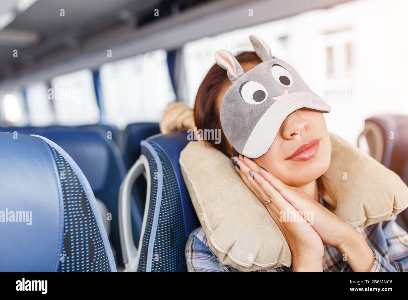 Woman bus sleeping hi-res stock photography and images - Alamy