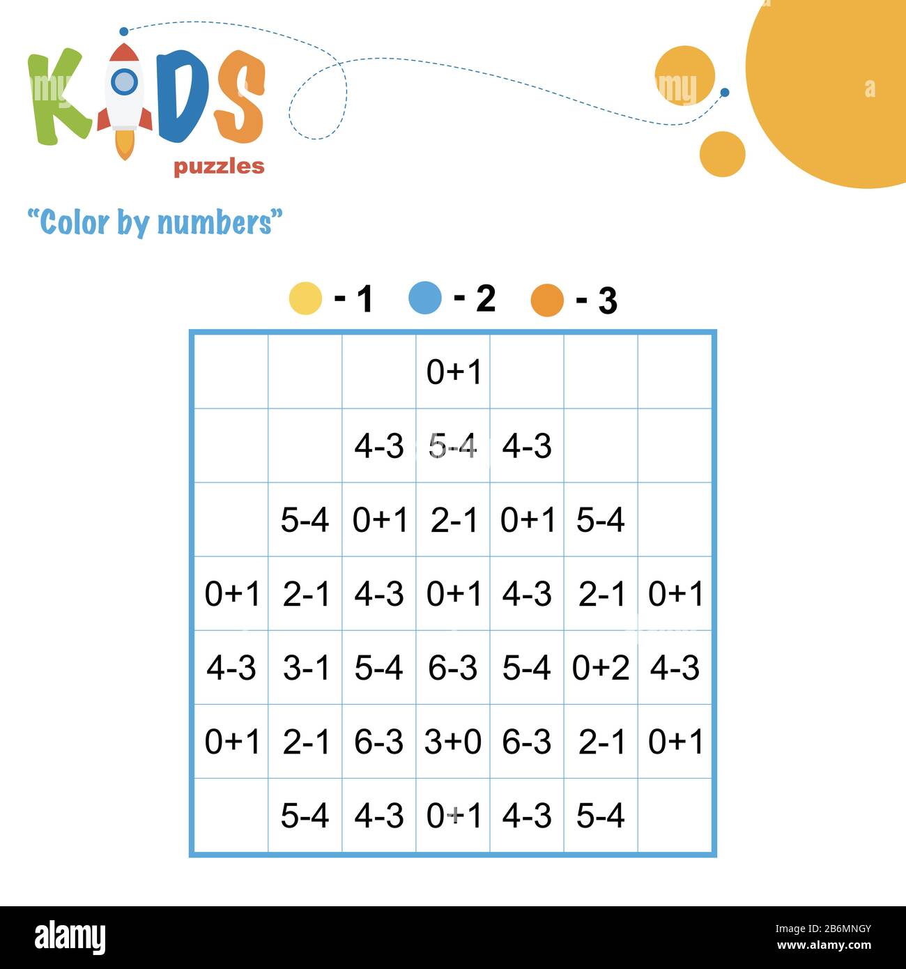 Color by numbers. Mathematical pixel puzzle. Easy colorful worksheet ...