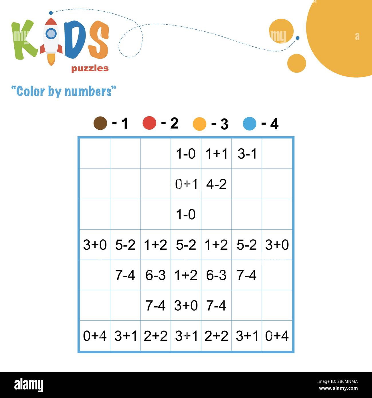 Color by numbers. Mathematical pixel puzzle. Easy colorful worksheet ...