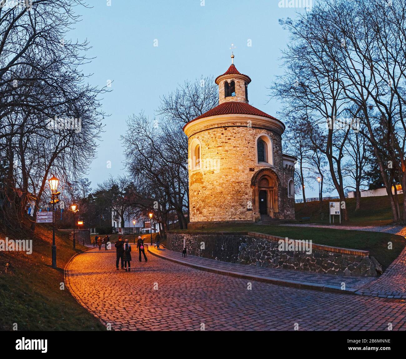 Rotunda of St. Martin at Vysehrad in Prague at Night Stock Photo - Alamy