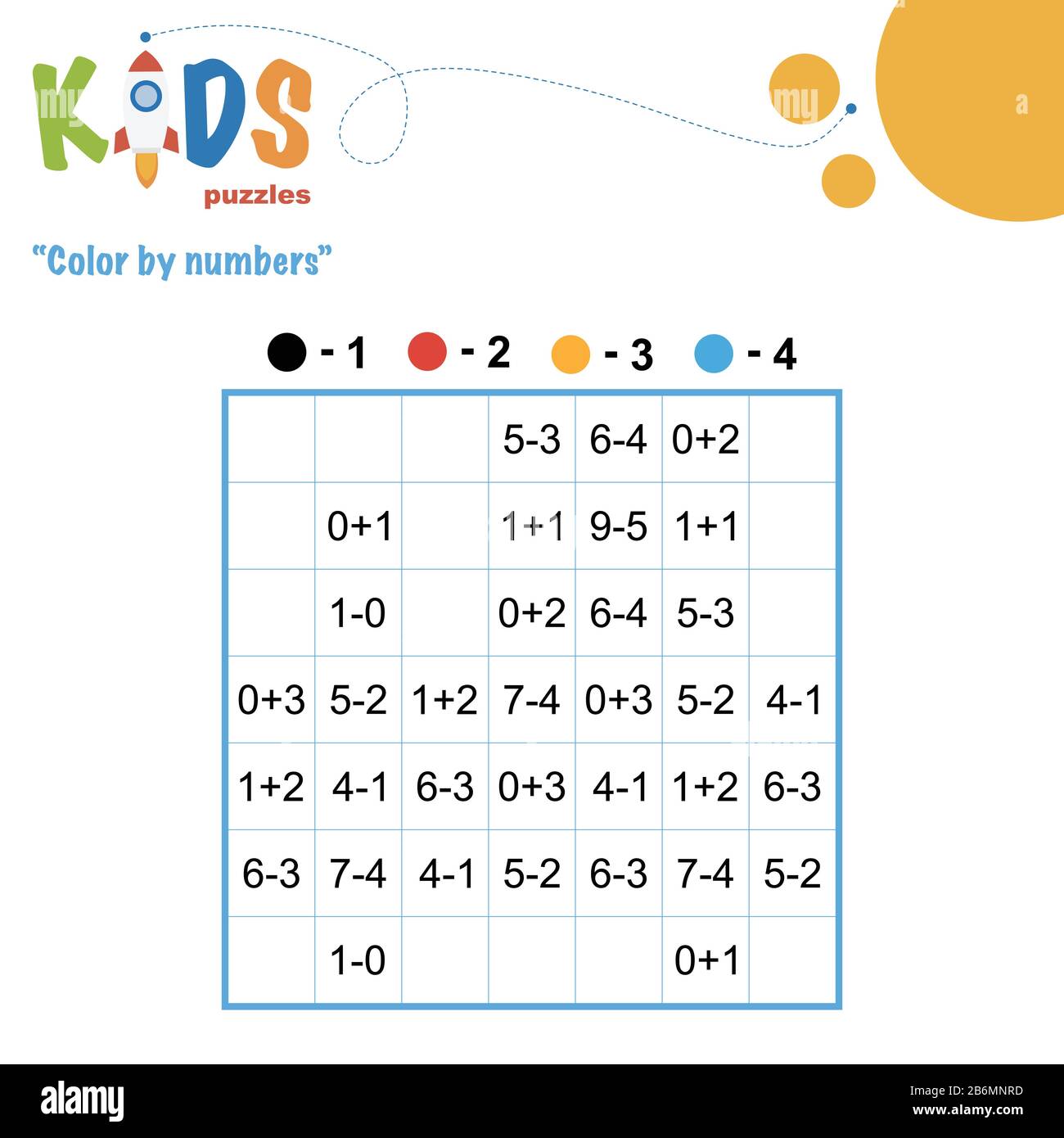 Color by numbers. Mathematical pixel puzzle. Easy colorful worksheet ...