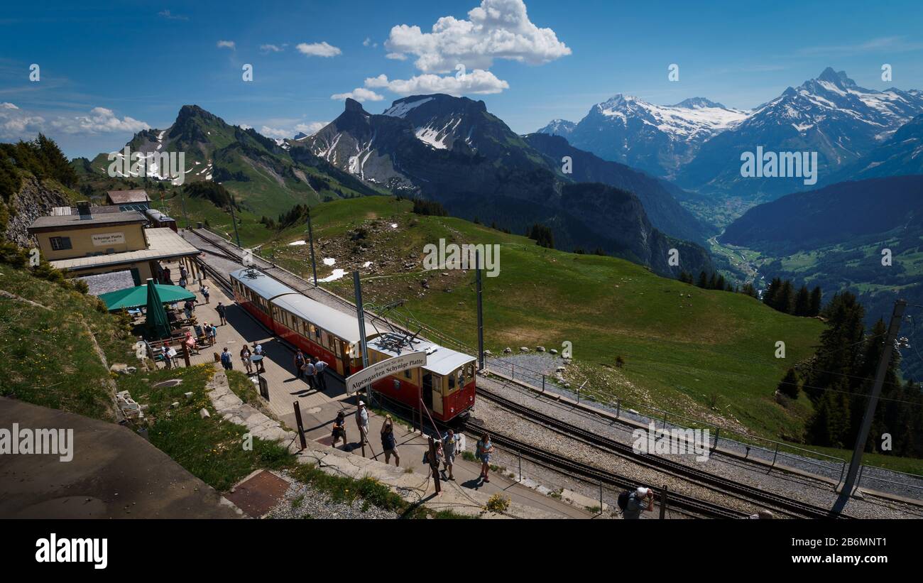 Rack Railway of the Swiss Alps near mountain Jungfrau, Switzerland ...