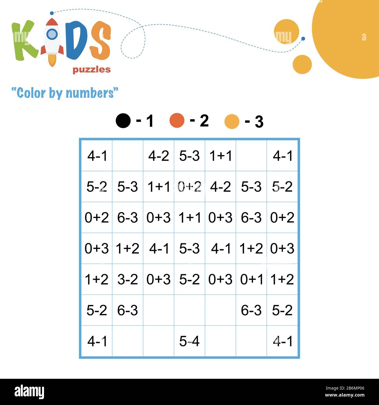 Color by numbers. Mathematical pixel puzzle. Easy colorful worksheet ...