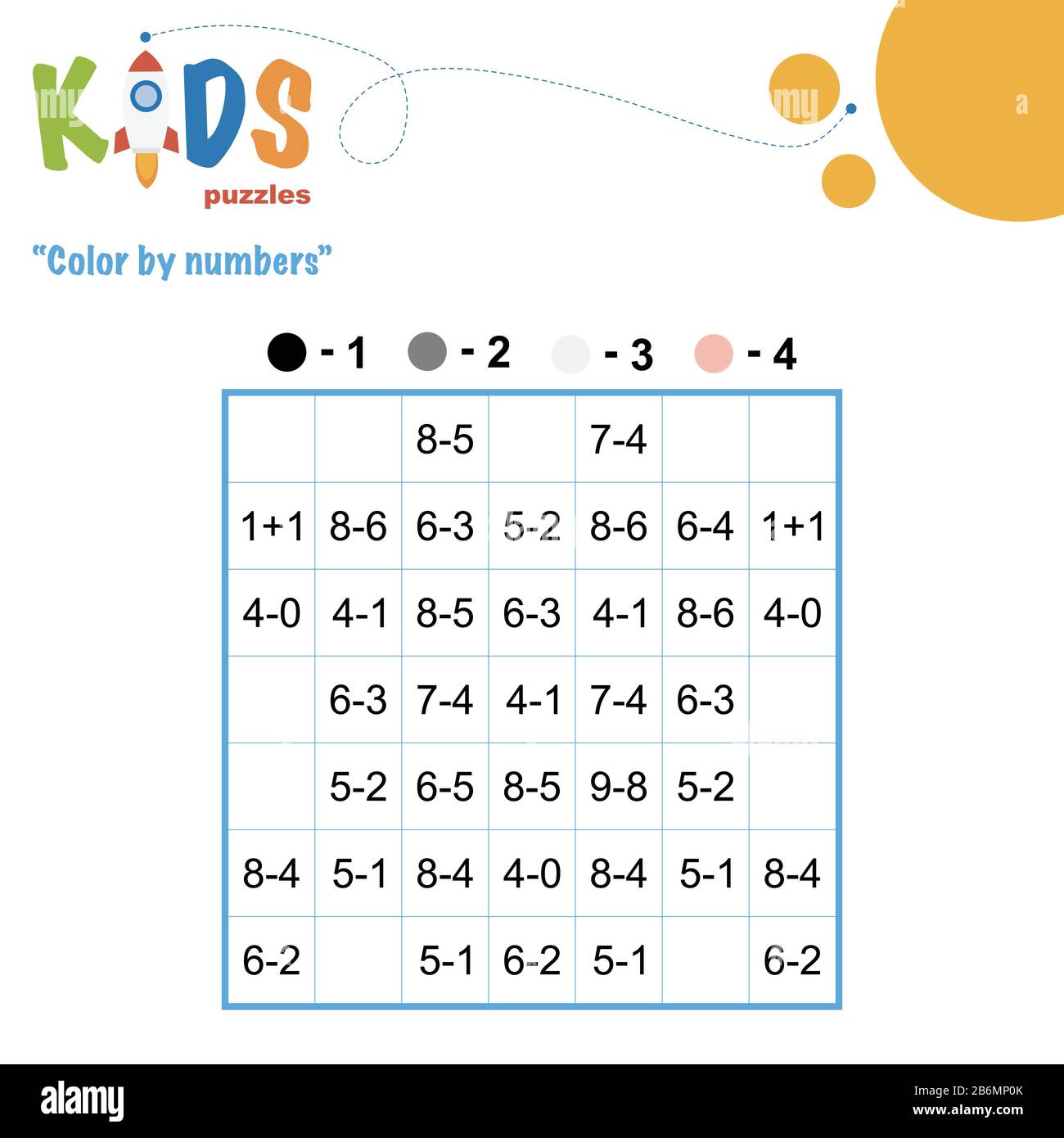 Color by numbers. Mathematical pixel puzzle. Easy colorful worksheet ...