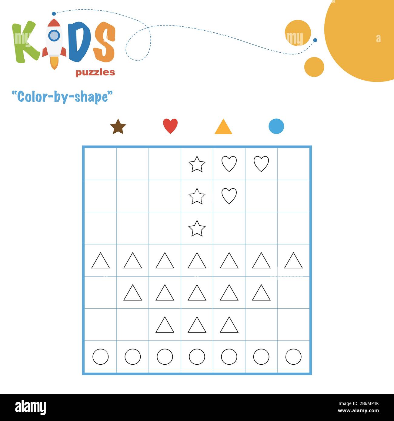 Color-by-shape. Mathematical pixel puzzle. Easy colorful worksheet with ...