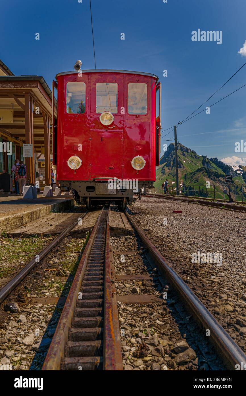 Rack Railway of the Swiss Alps near mountain Jungfrau, Switzerland ...