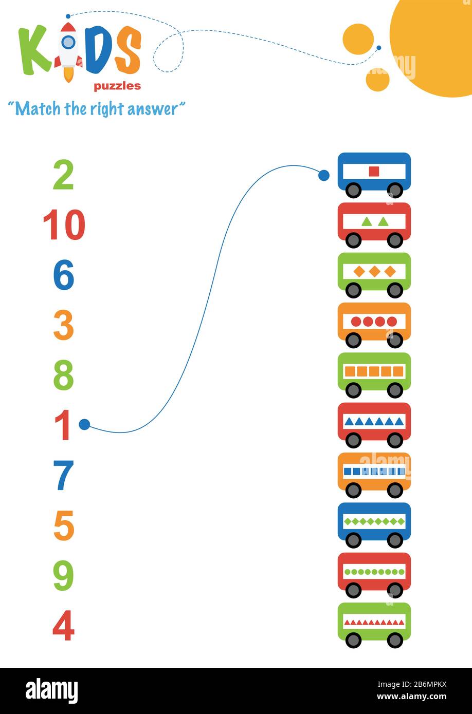 Learning Numbers Worksheet Math Worksheet Match The Right Answer Easy 