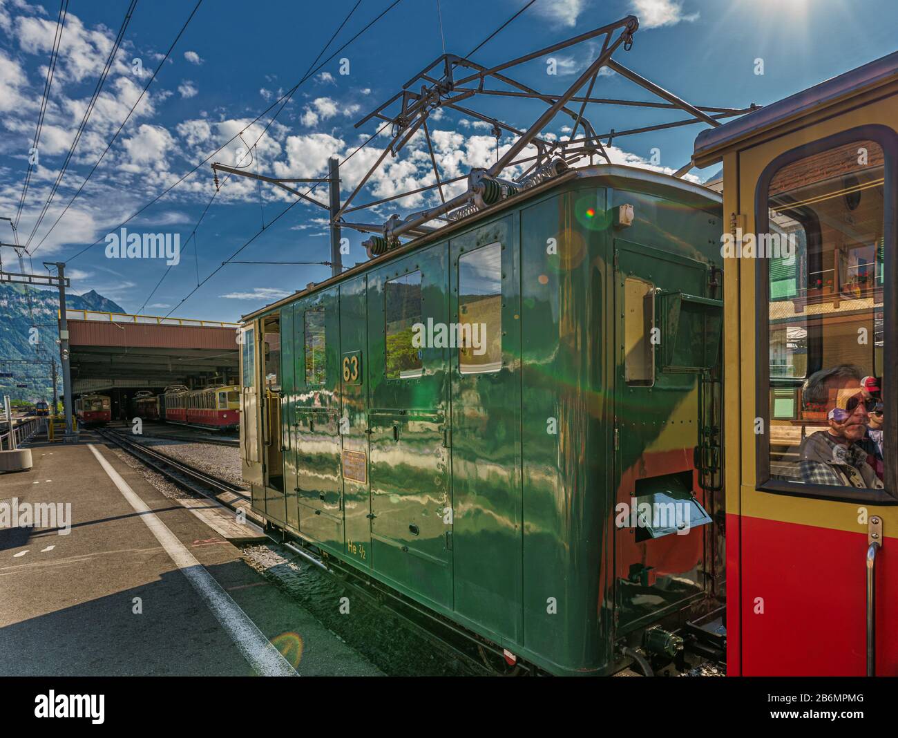 Rack Railway of the Swiss Alps near mountain Jungfrau, Switzerland ...
