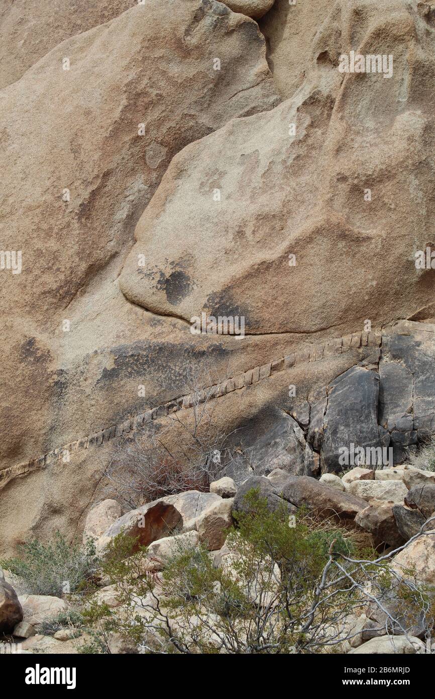 Some rocks in Joshua Tree National Park of the Southern Mojave Desert ...
