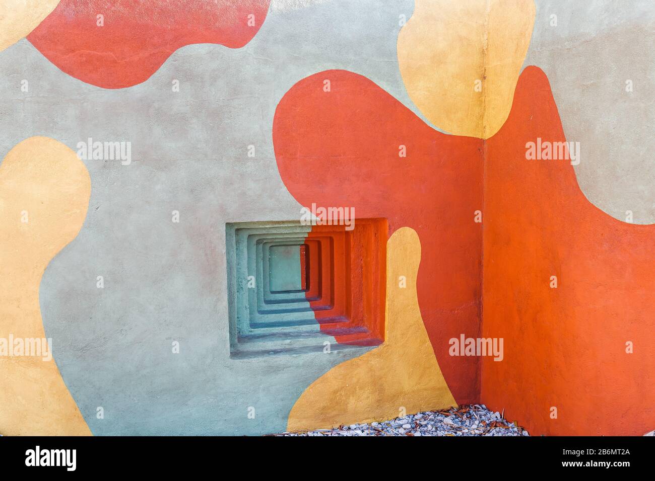 Fortified concrete modern military bunker painted in camouflage colors ...