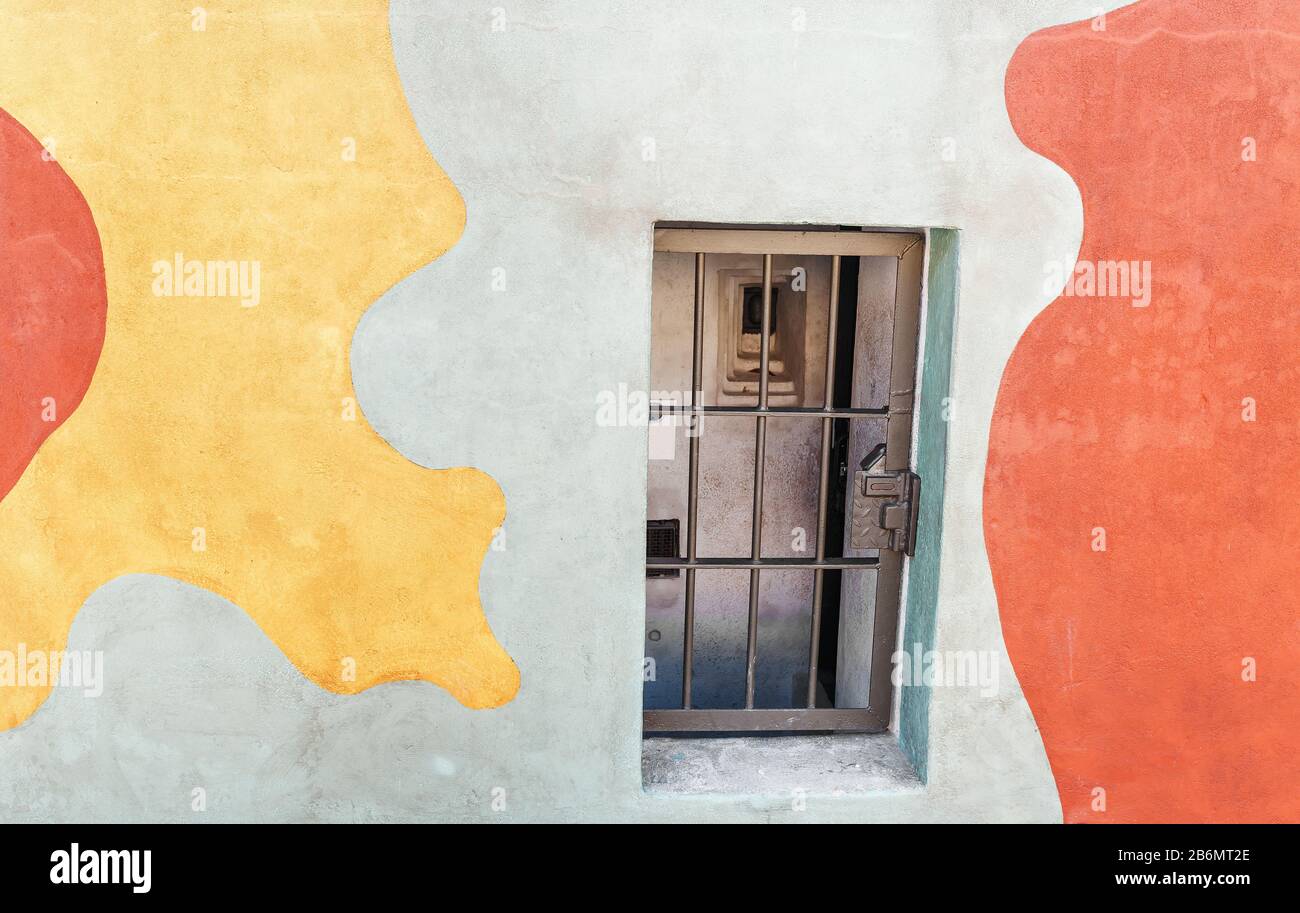 Fortified concrete modern military bunker painted in camouflage colors ...