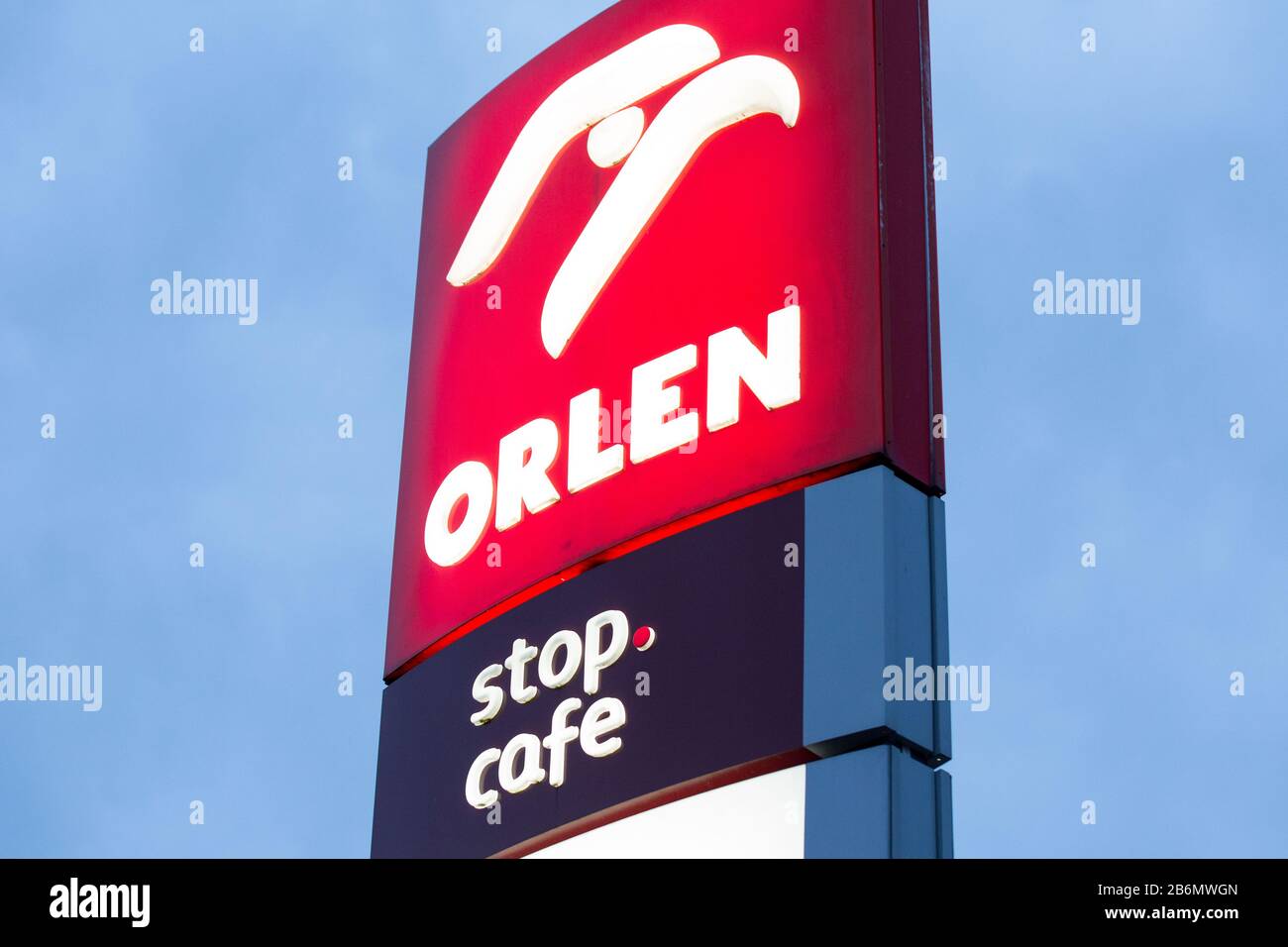 Orlen petrol station logo Stock Photo - Alamy
