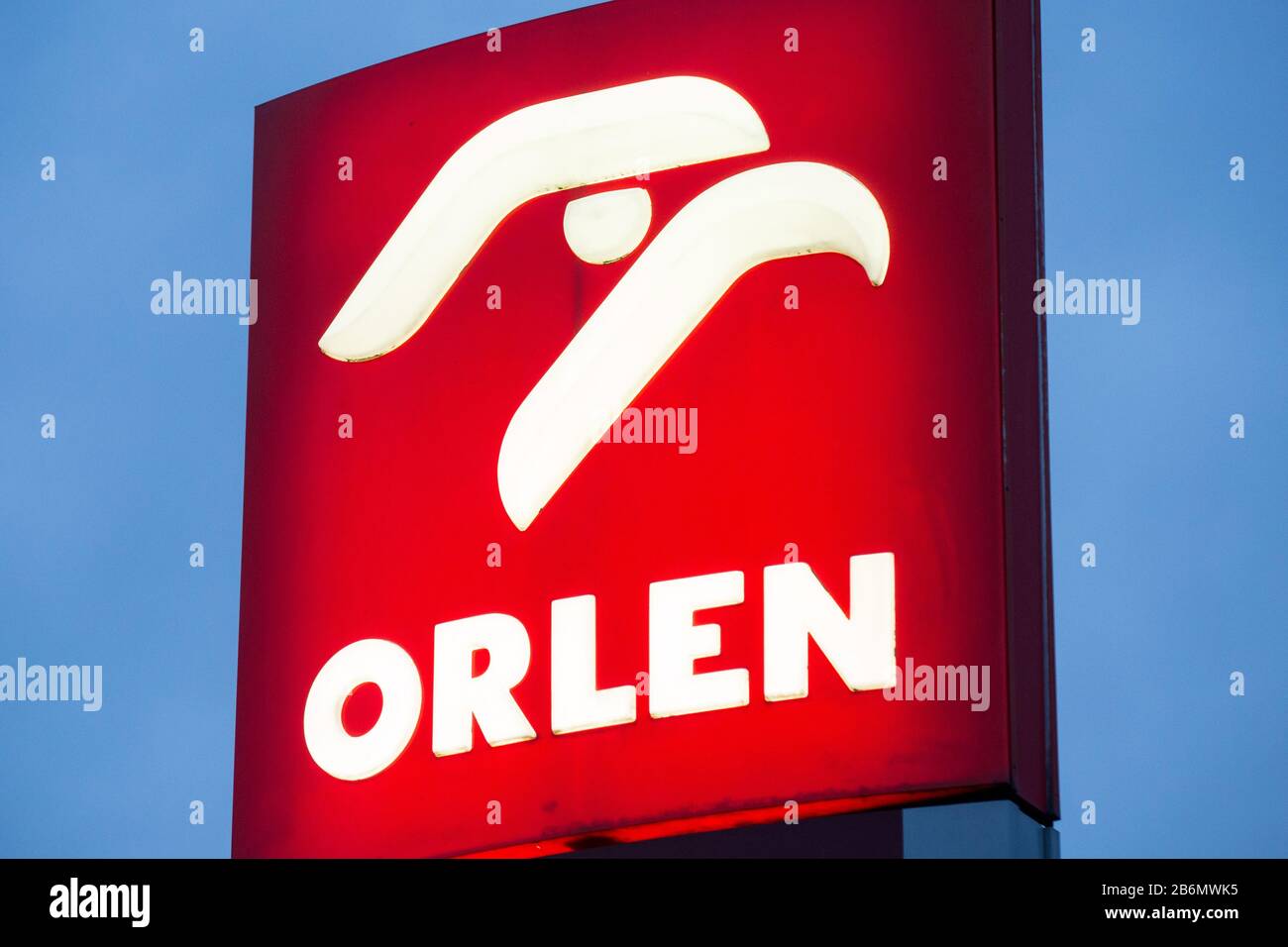 Orlen petrol station logo Stock Photo - Alamy