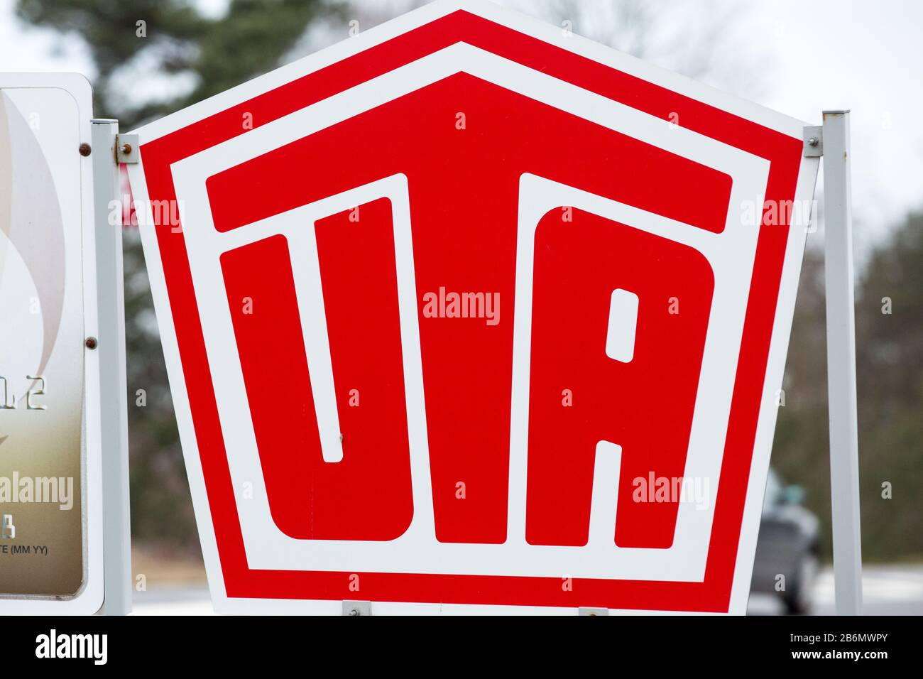 Union Tank Eckstein (UTA) logo seen at Total petrol station Stock Photo ...