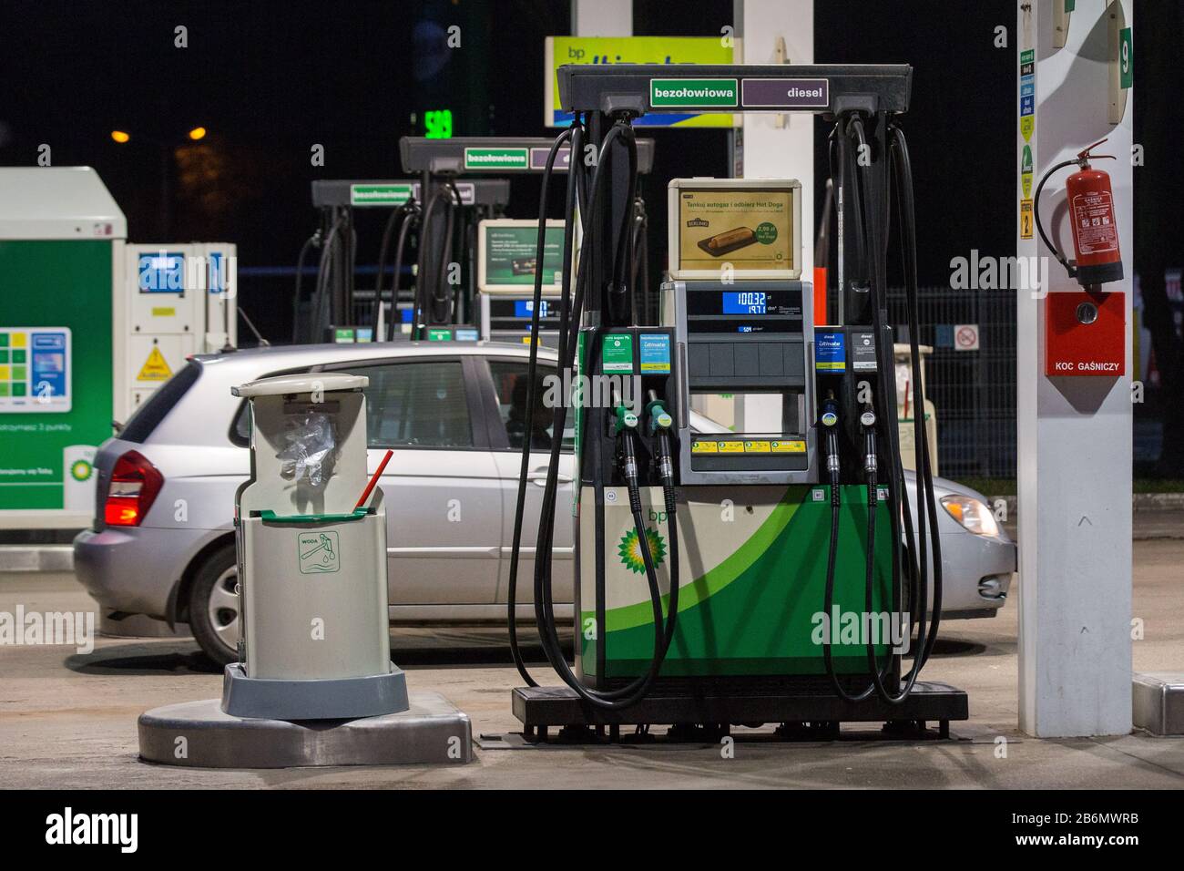 Fuel dispensers at BP petrol station Stock Photo - Alamy