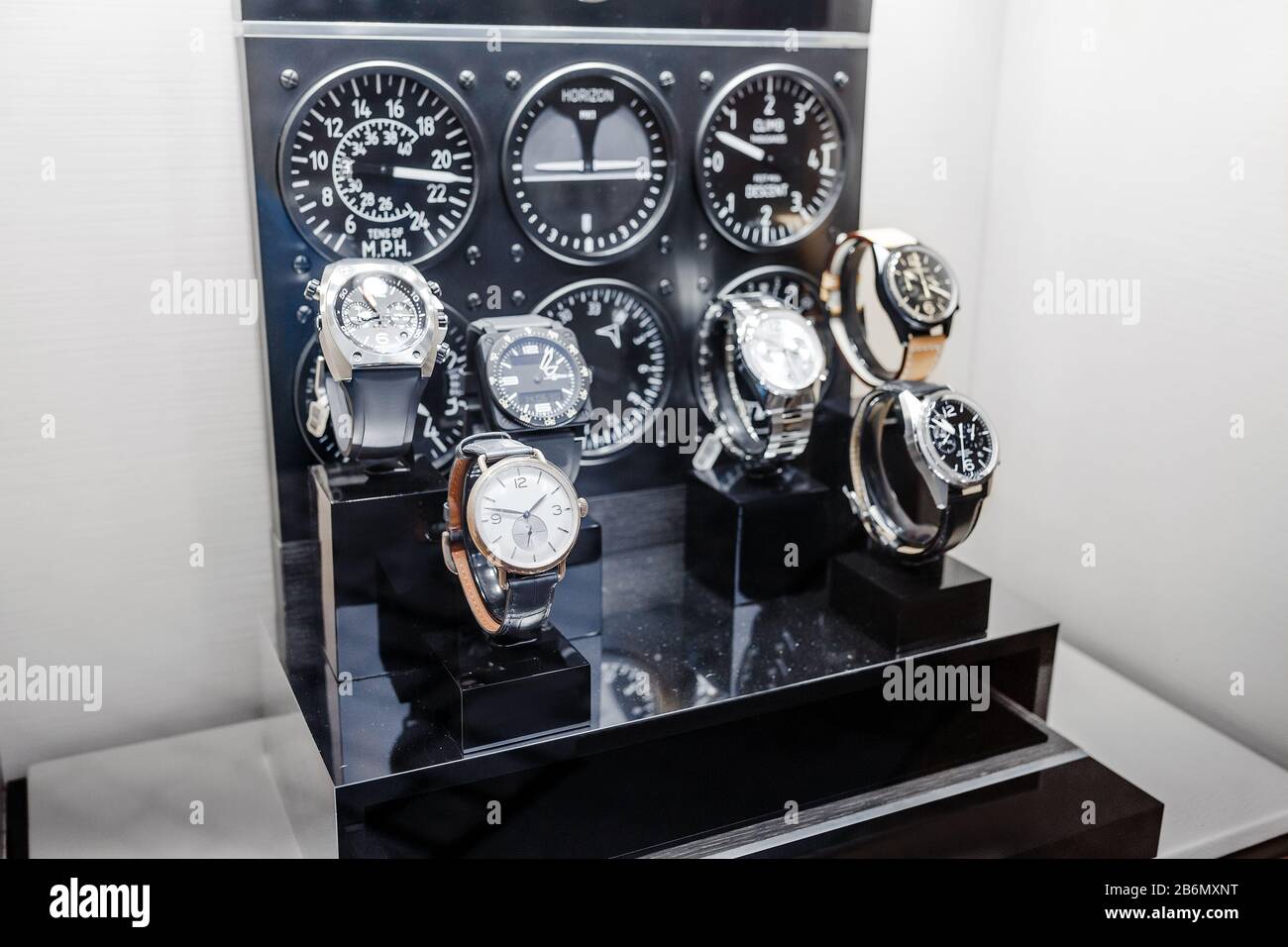 Luxury watches in window in shop Stock Photo - Alamy