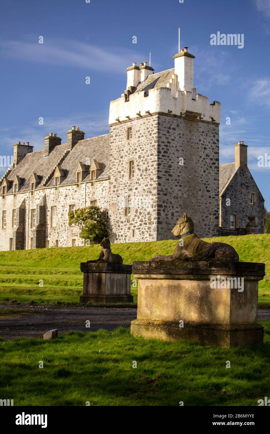 Kinsale Hounds guarding the entrance to Lochnaw Castle near Leswalt in ...