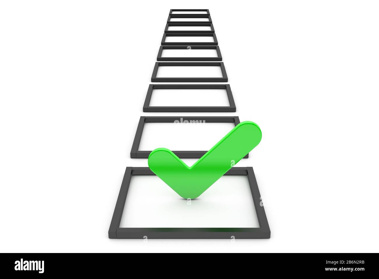 3d rendering of single green check mark list choice, success concept ...