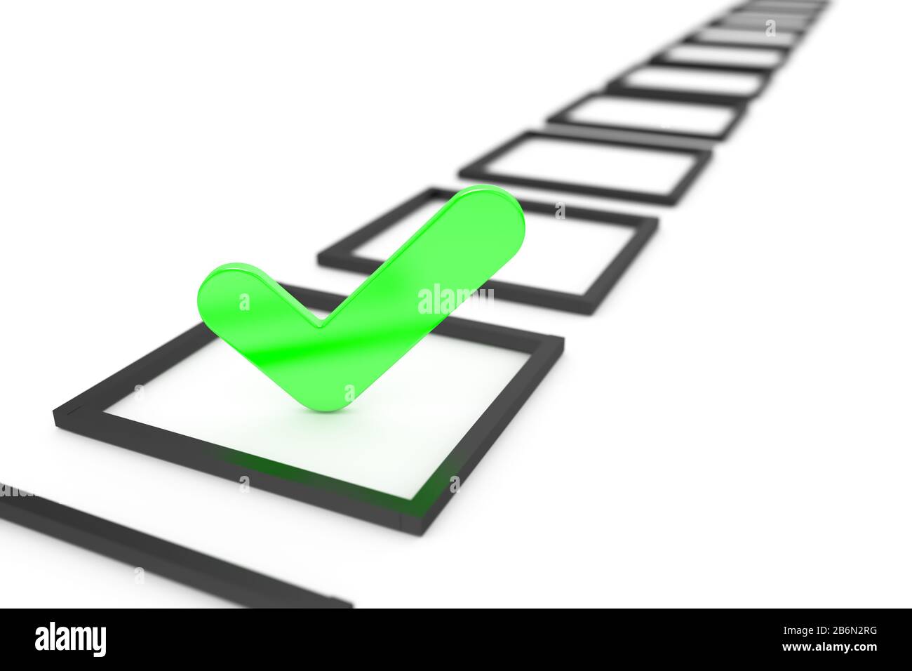 3d rendering of single green check mark list choice, success concept ...