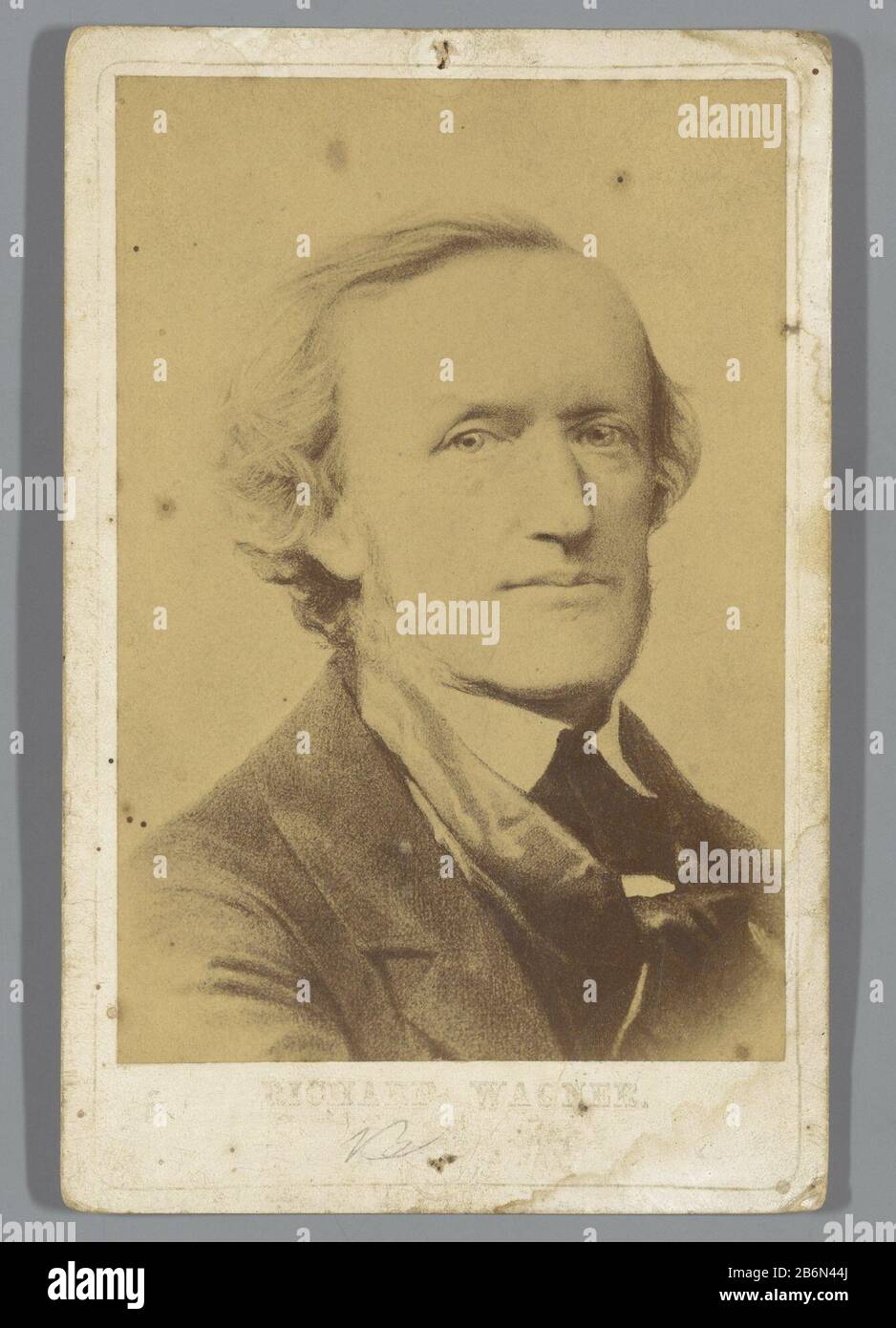 Fotoreproductie van litho of tekening Portret van Richard Wagner door ...