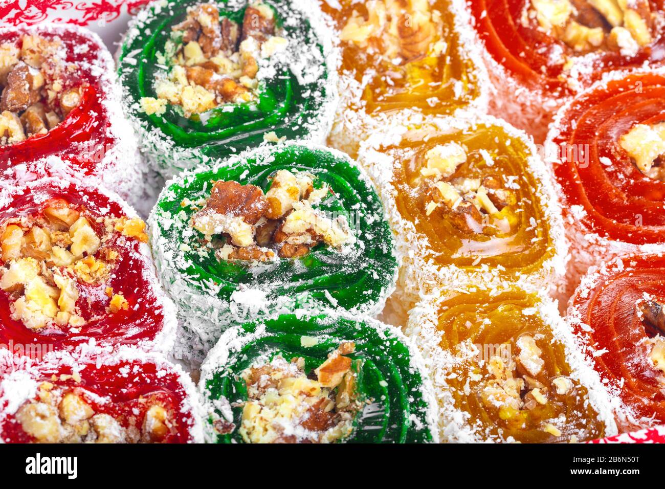 Assorted traditional turkish delight close up. creative photo Stock ...