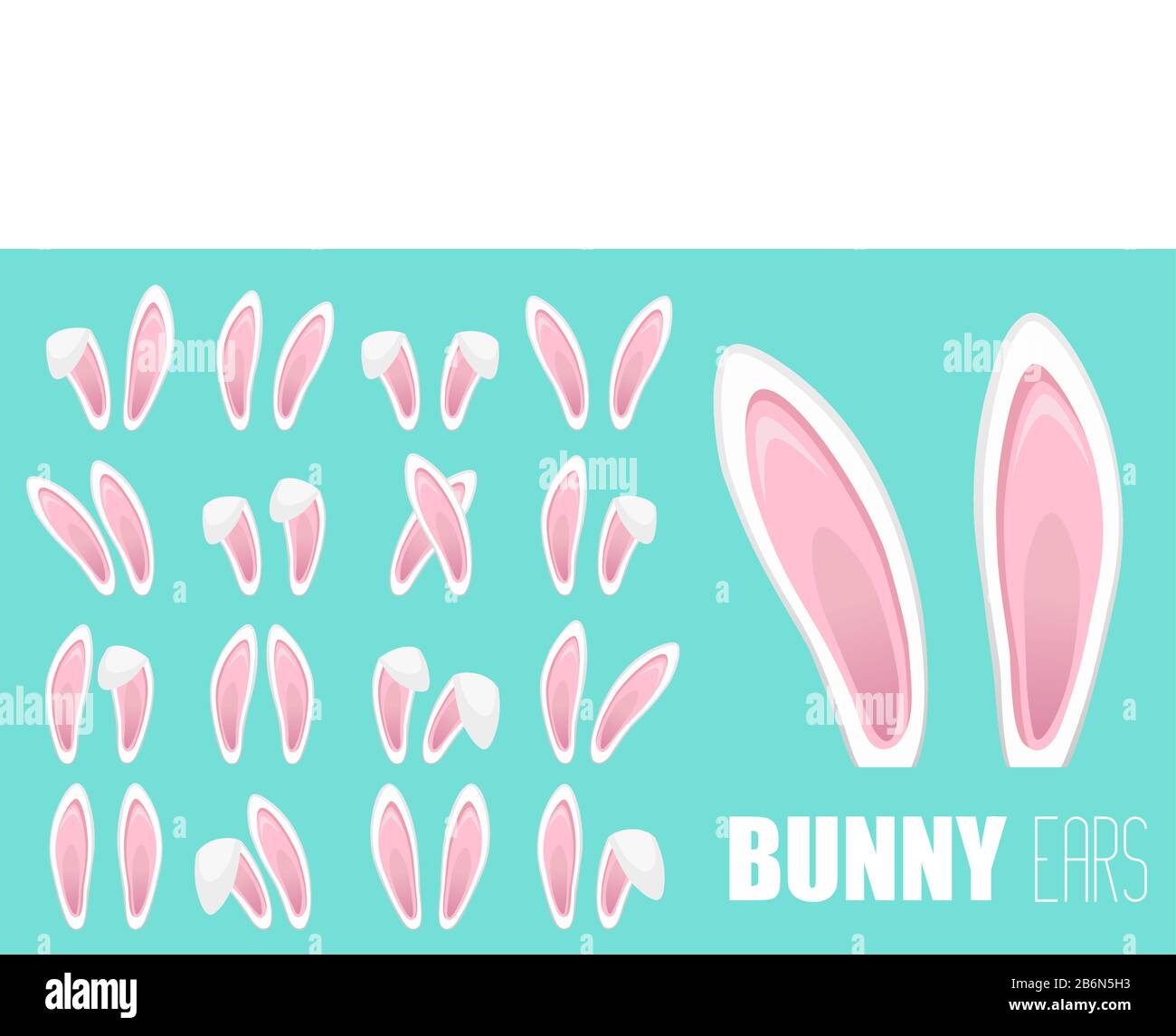 Easter Rabbit ears icons - big set. Collection of masks bunny ear on ...
