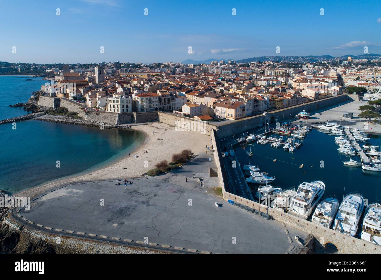 Aerial view of the old city of Antibes on the French Riviera Stock ...