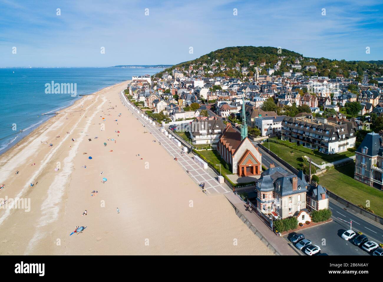 France, Normandy, Aerial view of Houlgate and its beach Stock Photo - Alamy