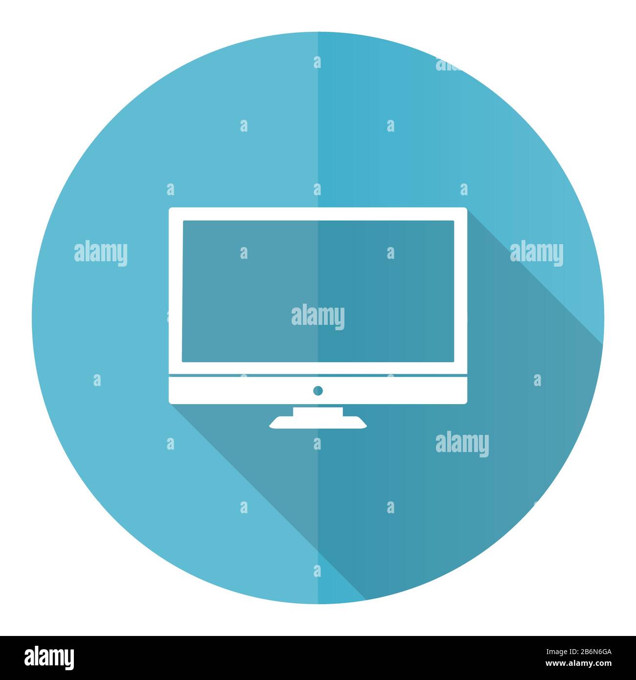 Screen blue round flat design vector icon isolated on white background ...