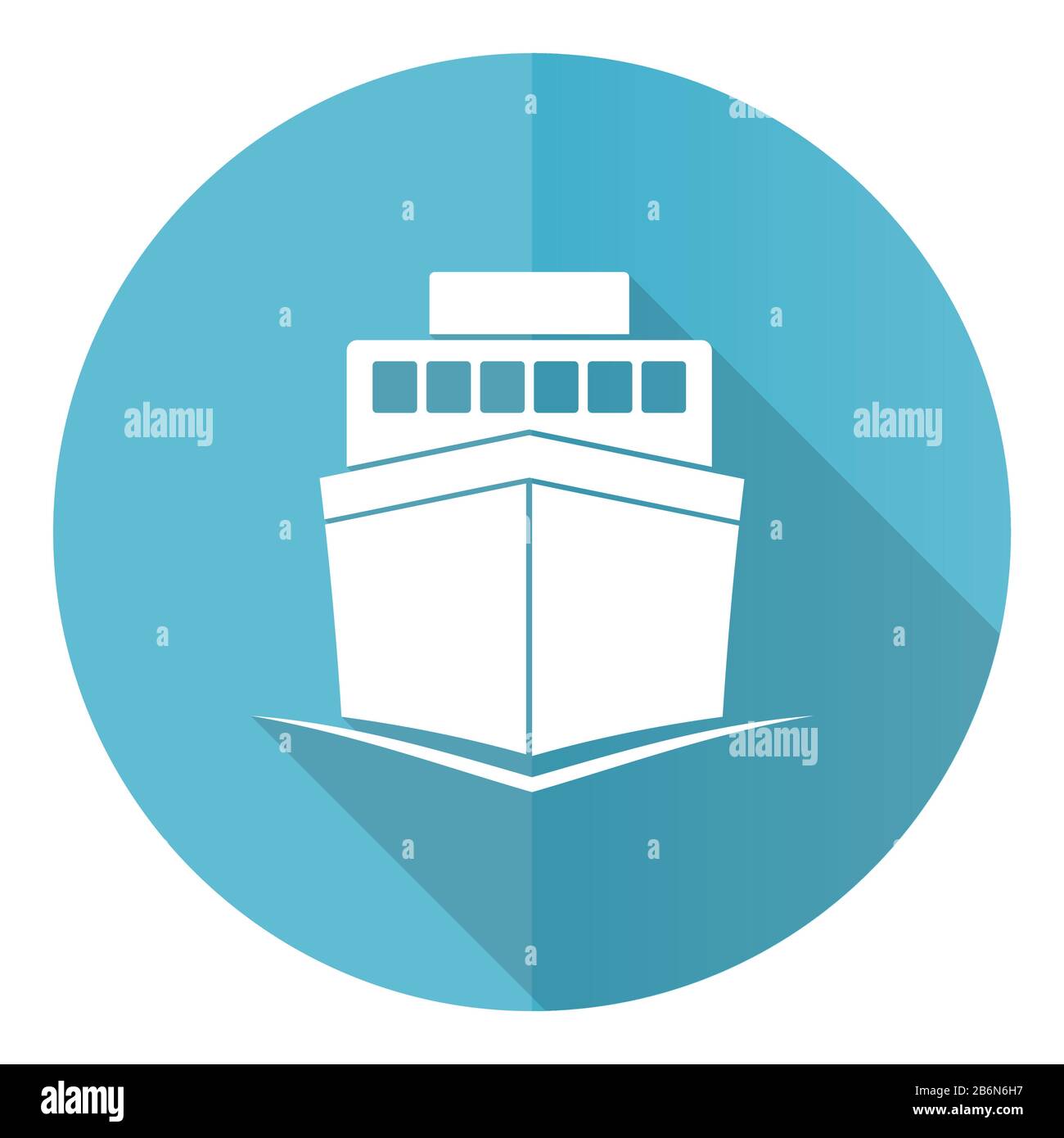 Ship blue round flat design vector icon isolated on white background ...