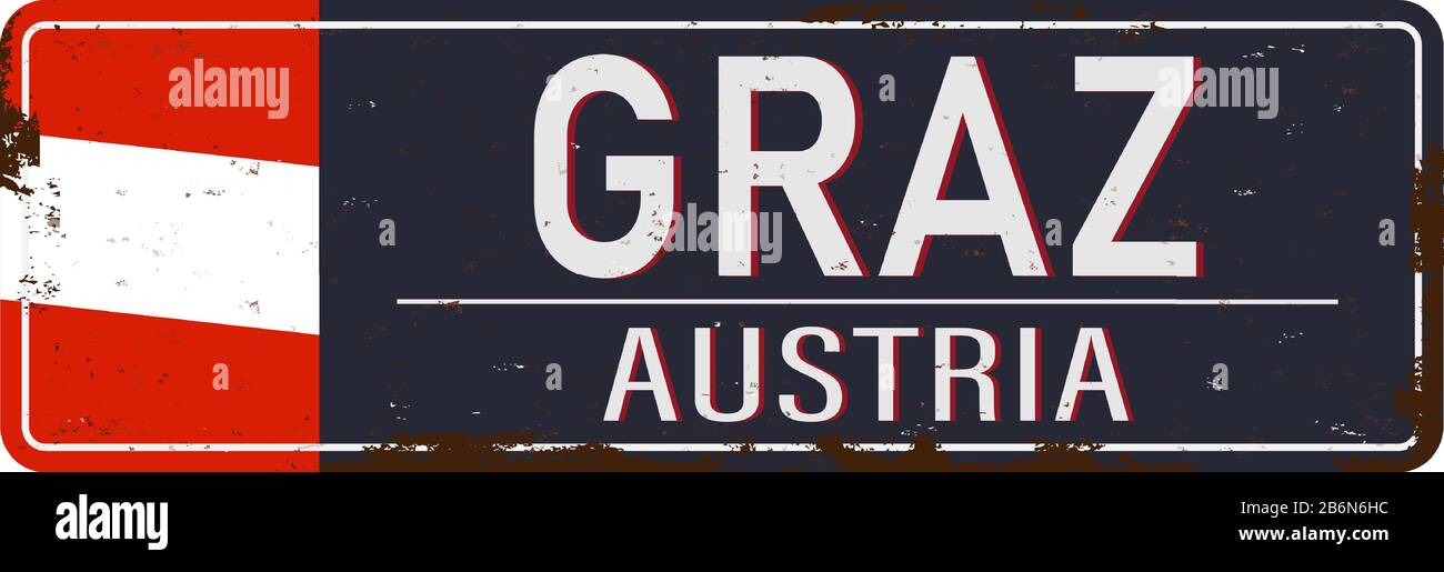 Graz, Austria, road sign vector illustration, road table Stock Vector ...