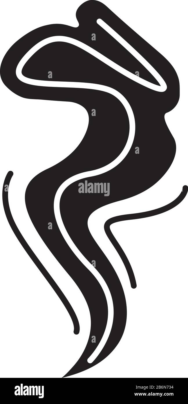 Wind black glyph icon. Cold fresh air swirl. Good smell, perfume scent ...