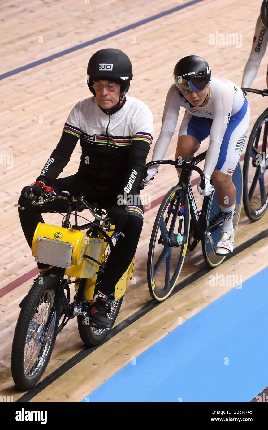 Hyejin Lee of Korea Women's Keirin - Quarterfinals 1 Heat during the ...